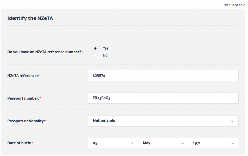 Änderung oder Modifizierung der NZeTA-Anwendung für Neuseeland